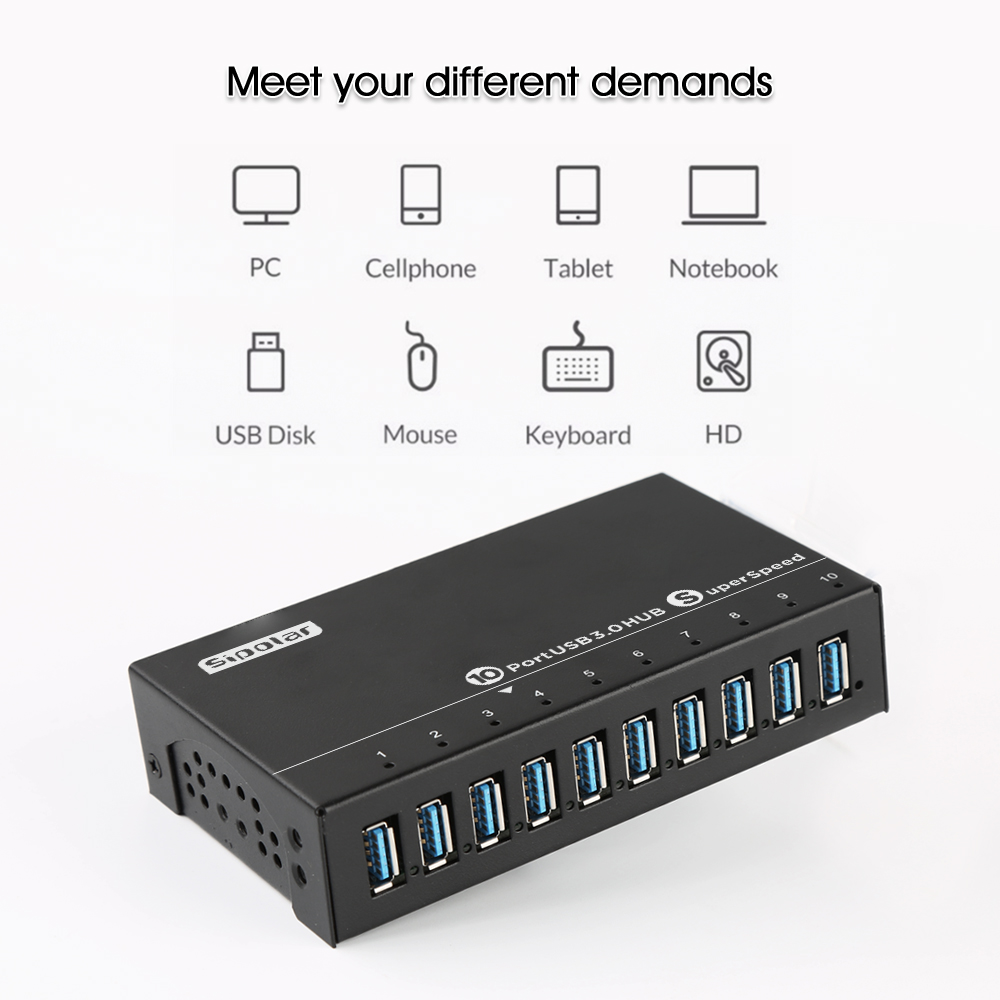 10-Port USB 3.0 Hub Wholesale for Device Connectivity - Sipolar