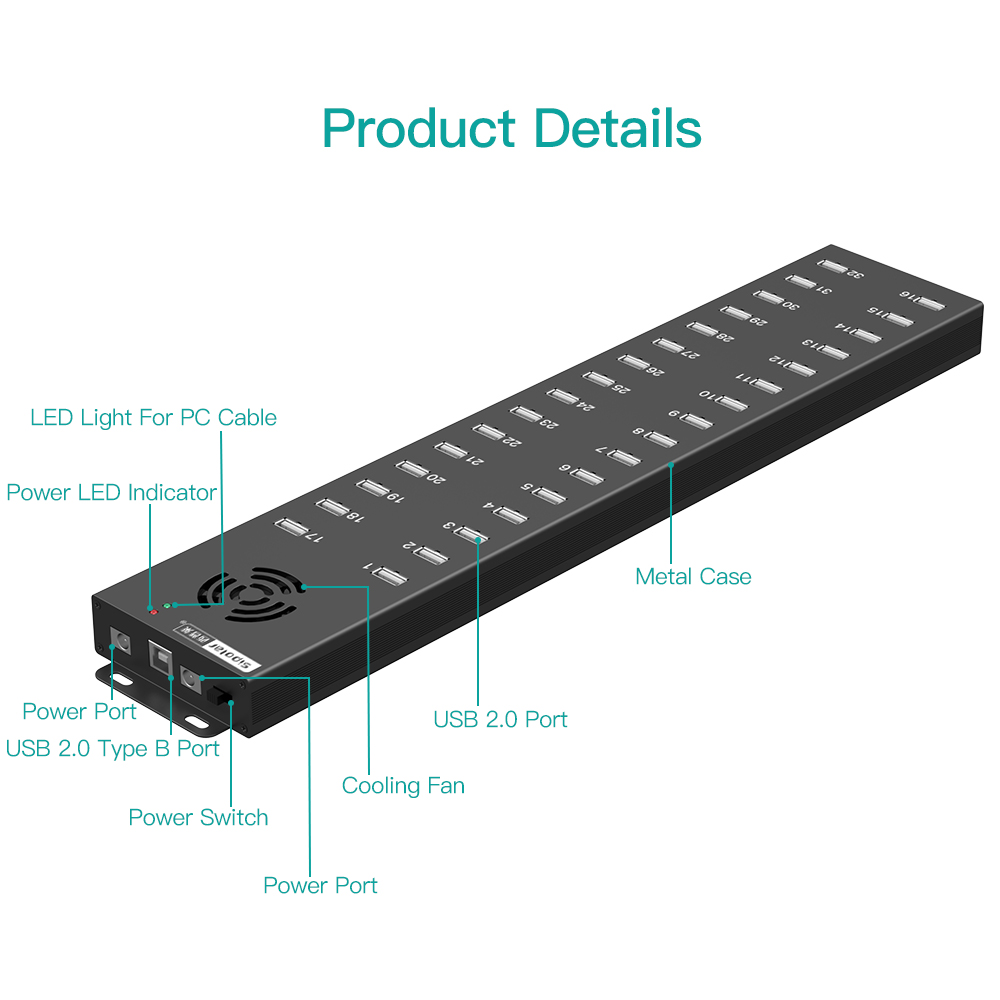 A-832 32 Ports USB 2.0 HUB - Sipolar