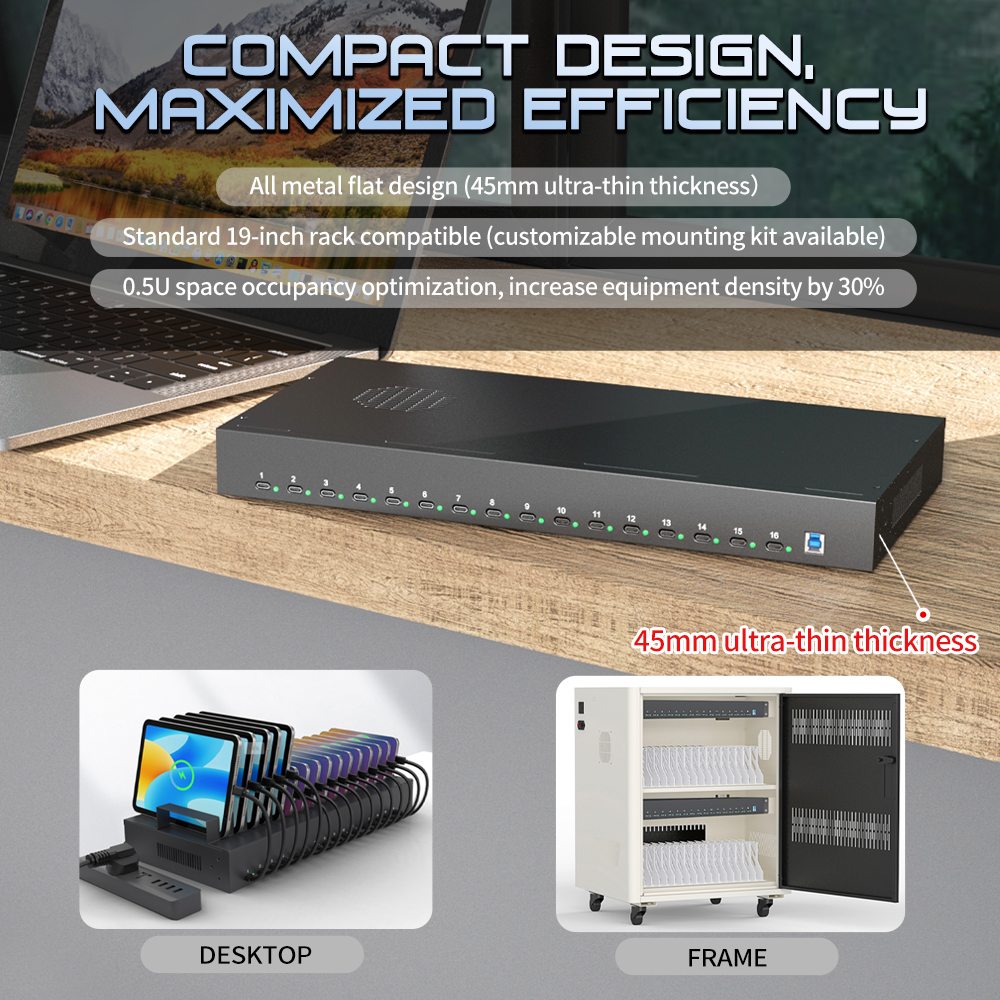 16-Port USB-C Rack Mount Hub Supplies for Reliable Charging - Sipolar